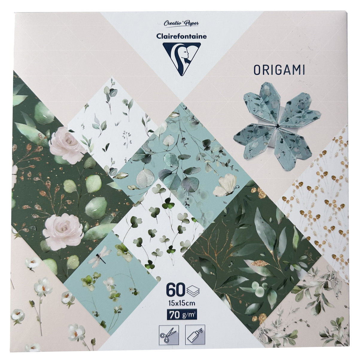 Clairefontaine Origami Paper Pack - 60 Sheets - Romantic Collection ...